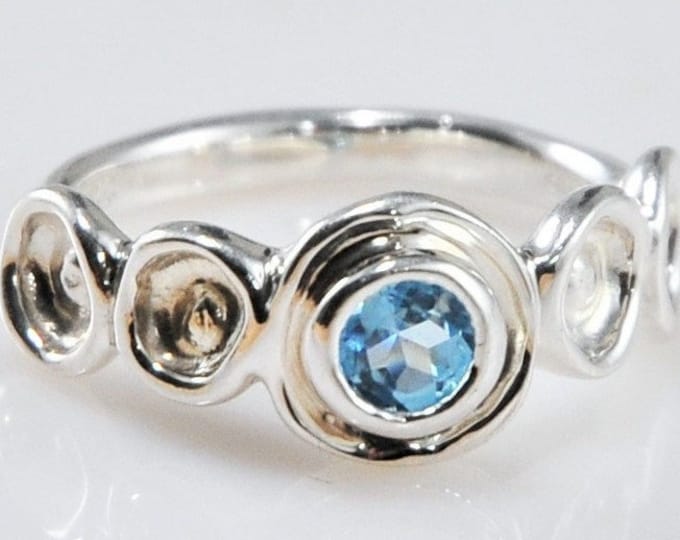 Hagit Gorali Sterling Silver Blue Topaz Ring Size 10 - Etsy