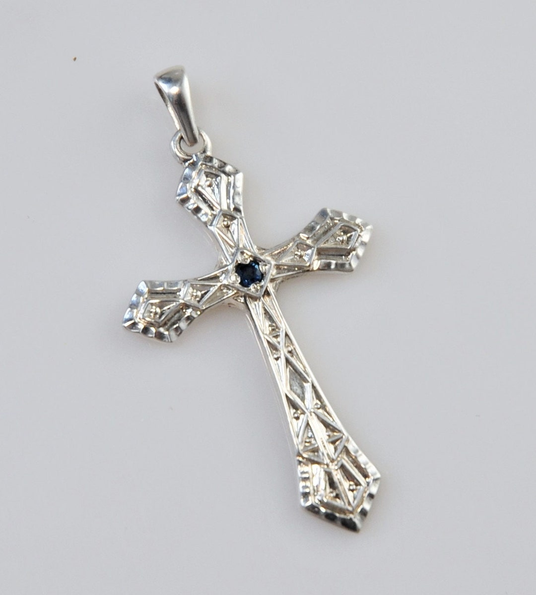 SU 925 Thailand Sapphire Cross Pendant - Etsy
