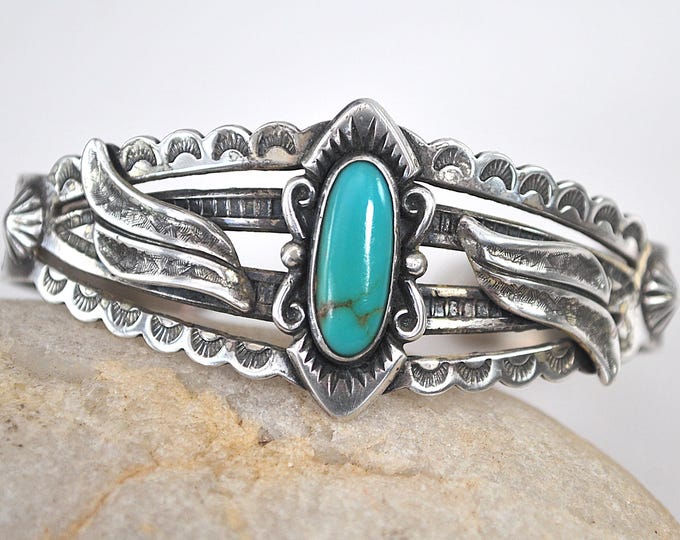 Bell Trading Post Sterling Silver Fred Harvey Era Turquoise Cuff ...