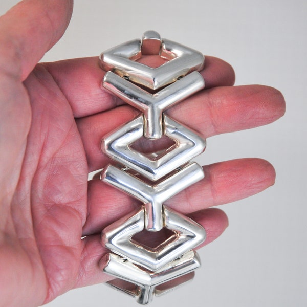 Chunky Sterling Silver Bracelet - Etsy