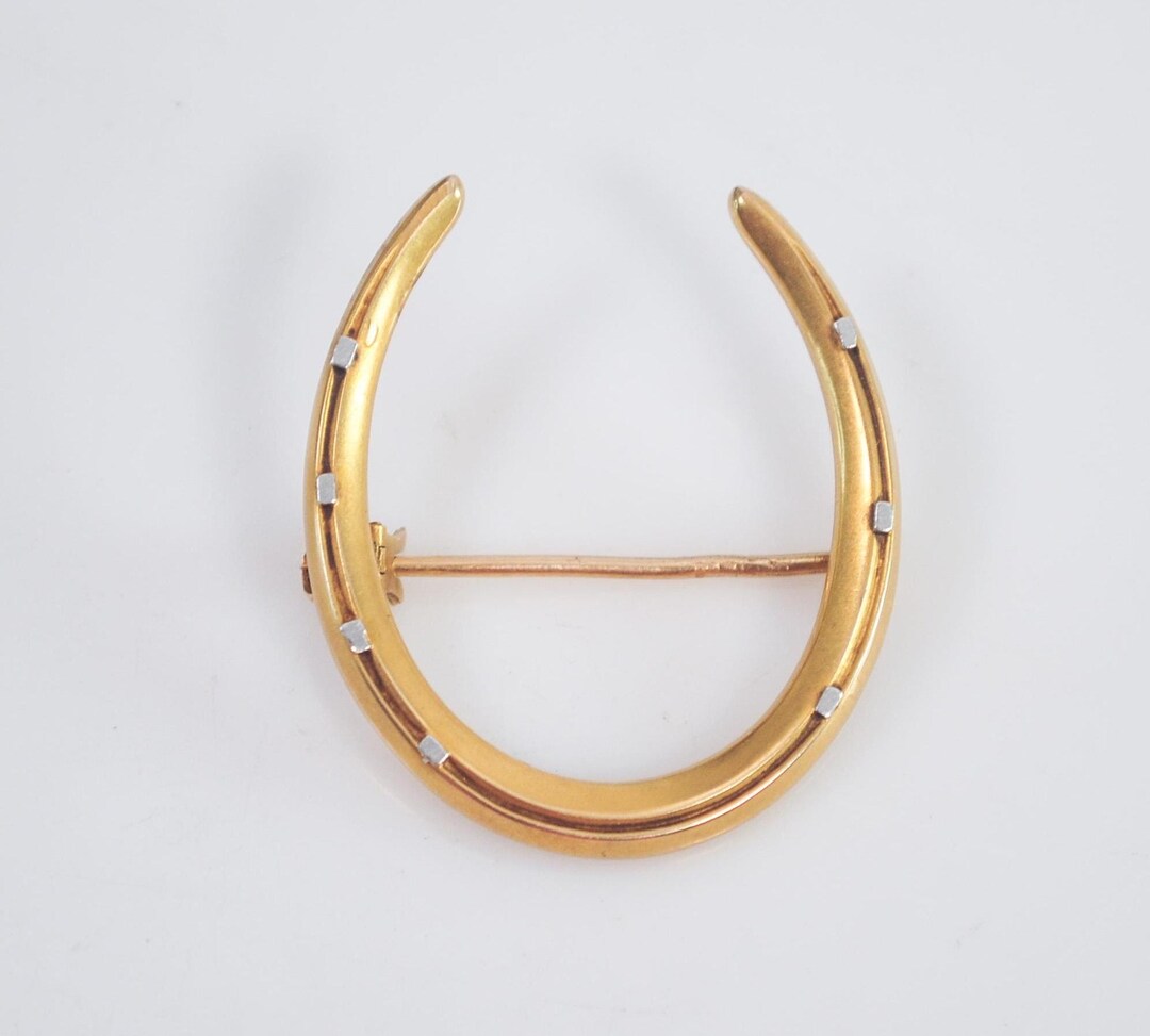 Antique 14K Gold Riker Brothers Horseshoe Brooch - Etsy