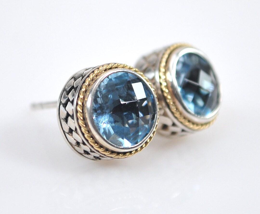 As is - Effy BH Sterling 18K Gold Blue Topaz Earrings - Etsy