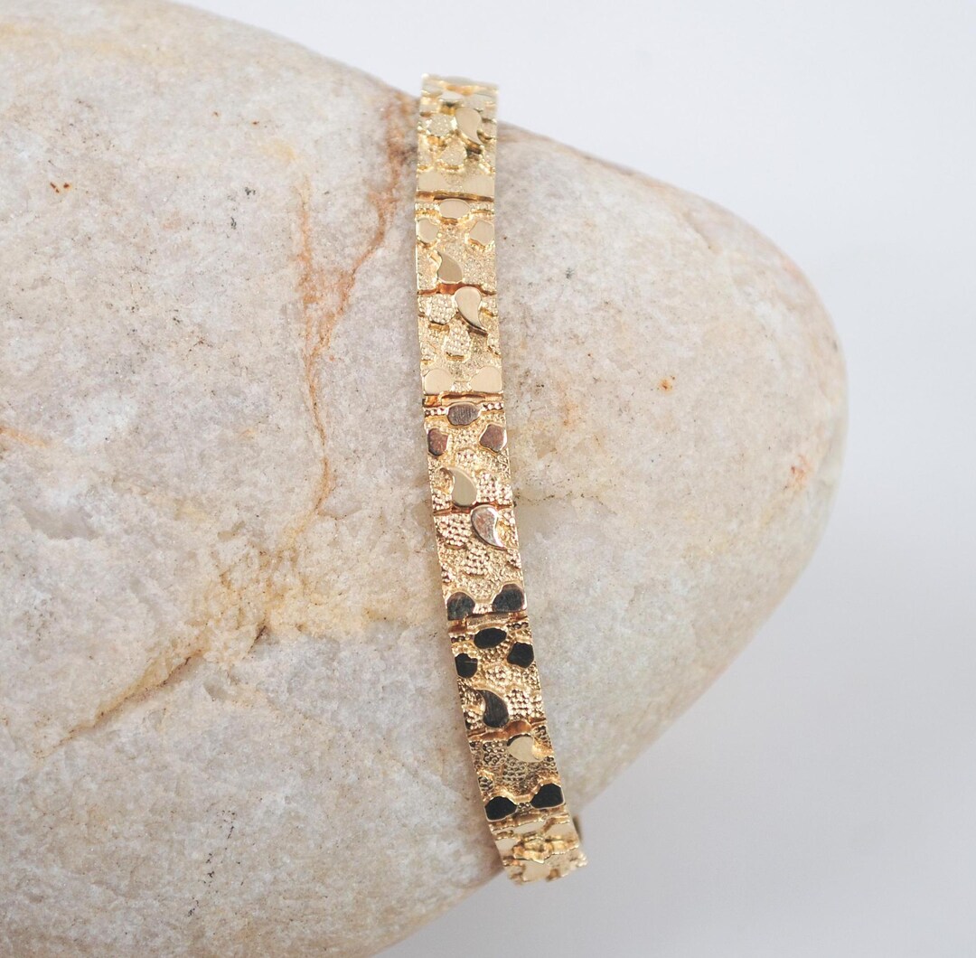 14K Gold Nugget Bracelet - Etsy