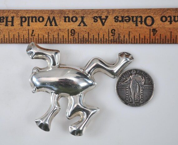 Large Sterling Silver Frog Brooch - Gem