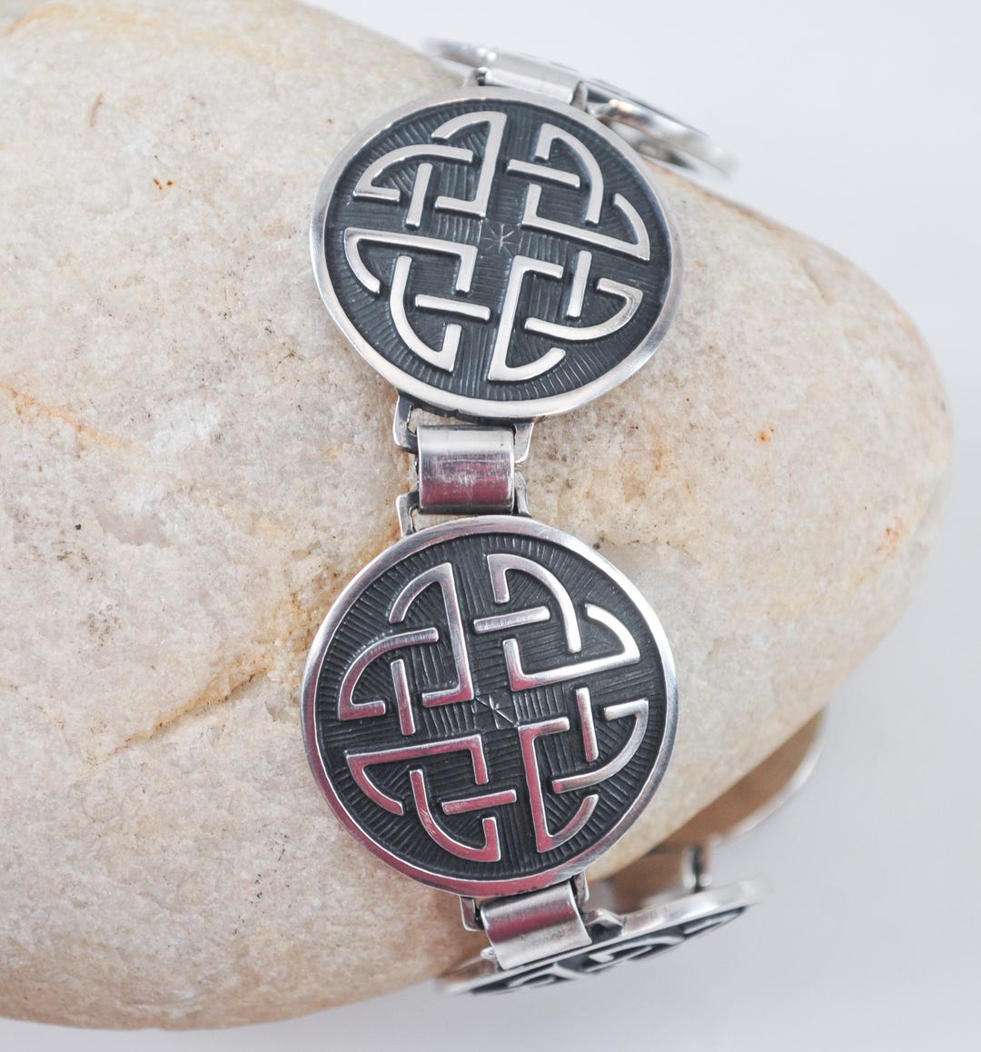 Heavy Sterling Silver Celtic Knot Panel Bracelet - Etsy