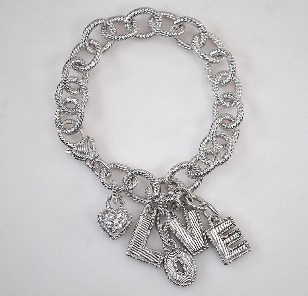 Judith Ripka Sterling Silver Love Charm Bracelet - Etsy