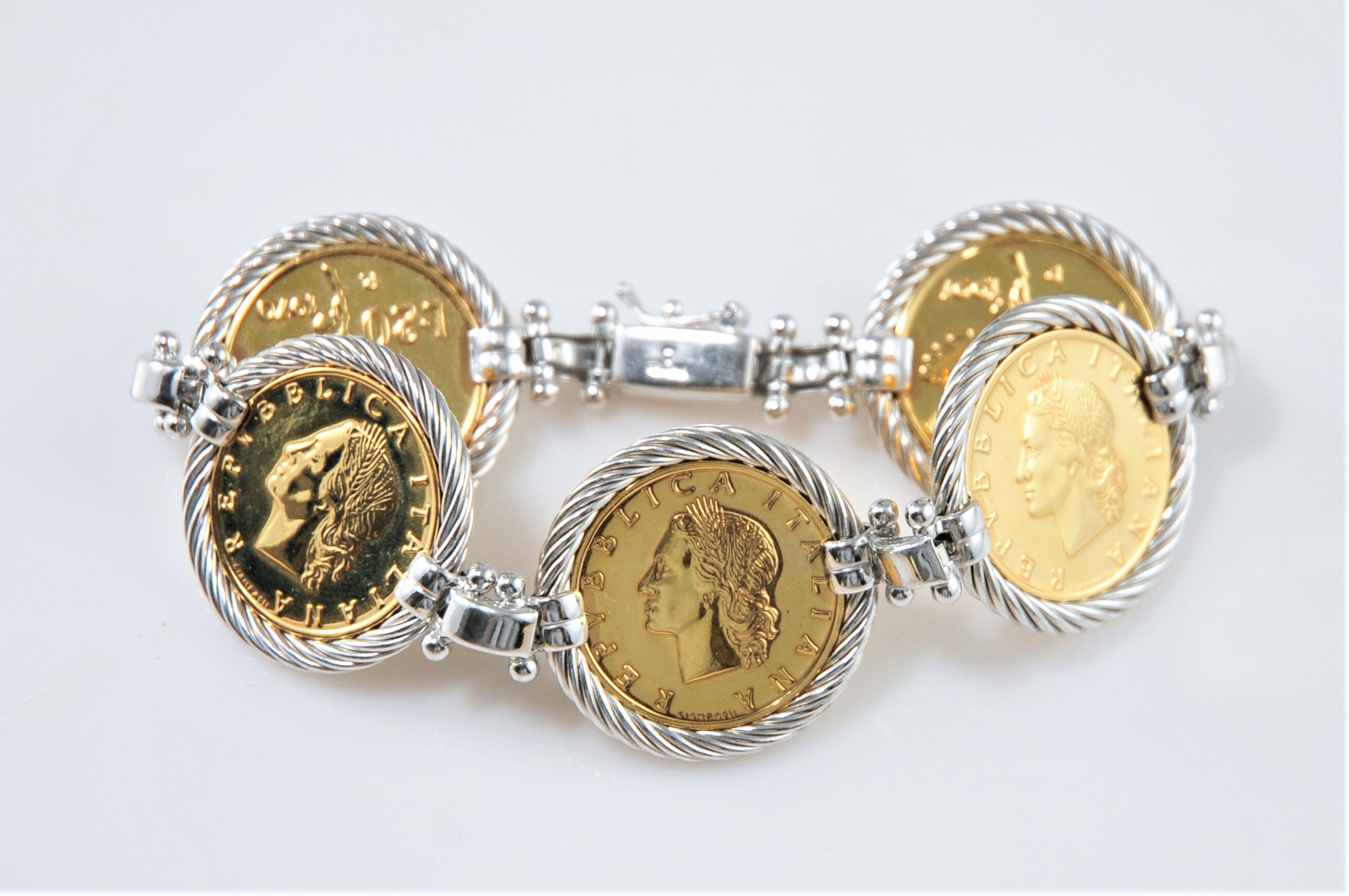 Vicenza Italian Sterling Silver 18K Gold Plated Lira Coin - Etsy