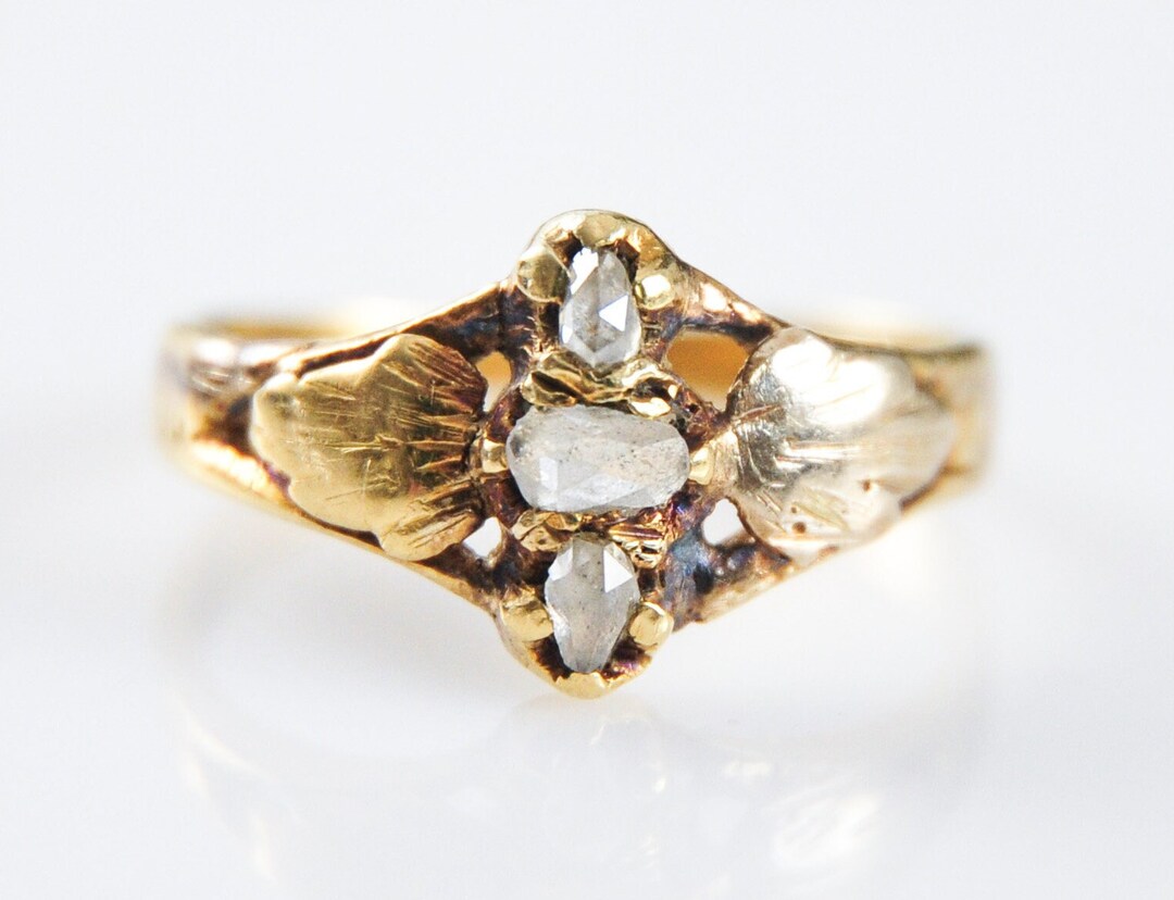 Antique 14K Gold Rose Cut Diamond Ring - Etsy