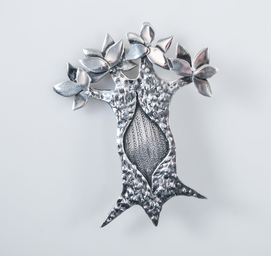 GFMW Sterling Silver Tree Brooch - Etsy UK