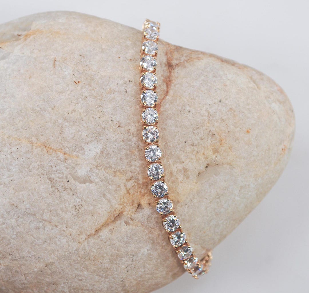 10K Gold CZ Tennis Bracelet - Etsy