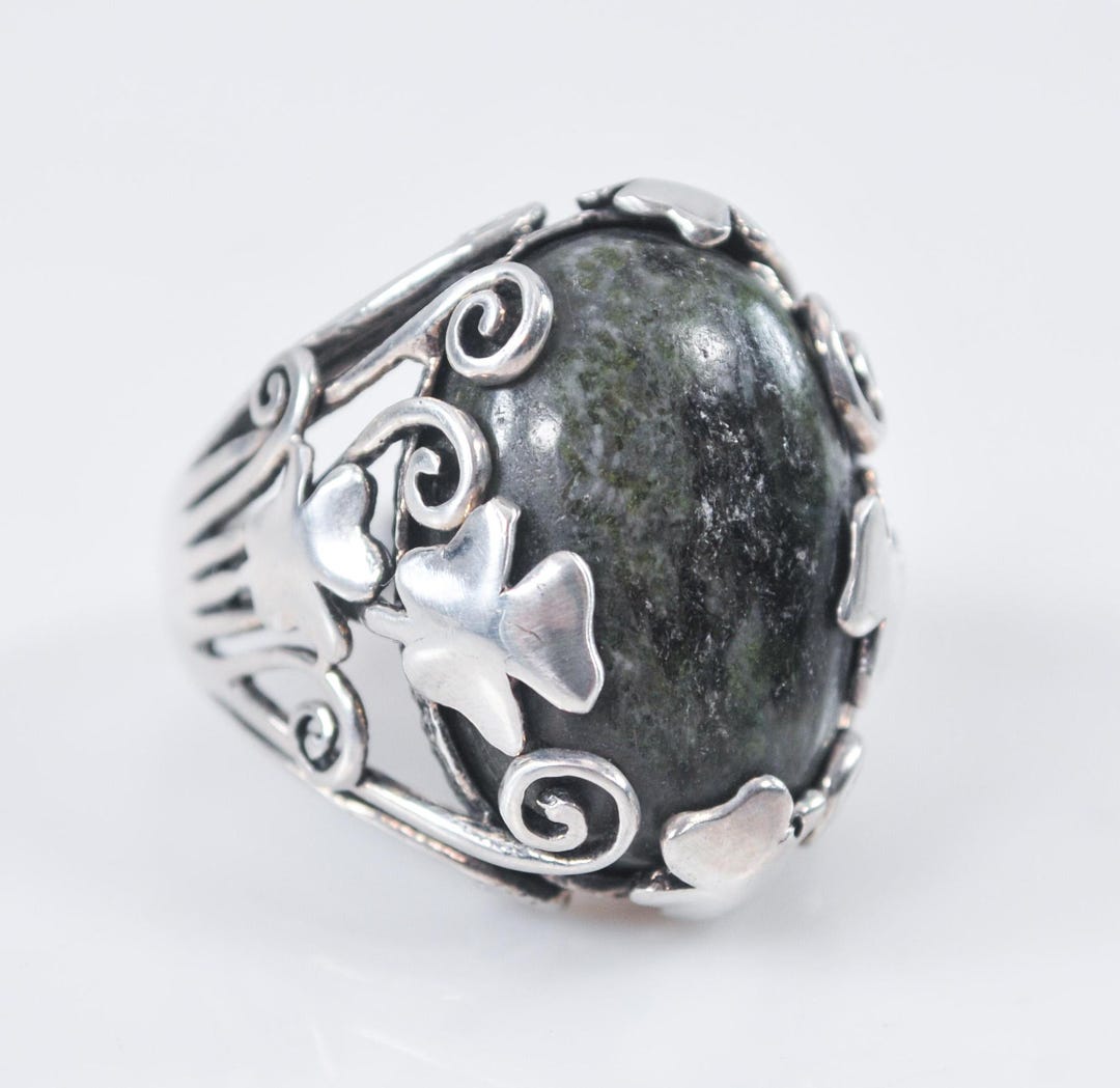 Connemara Marble Ireland Sterling Silver Shamrock Ring - Etsy