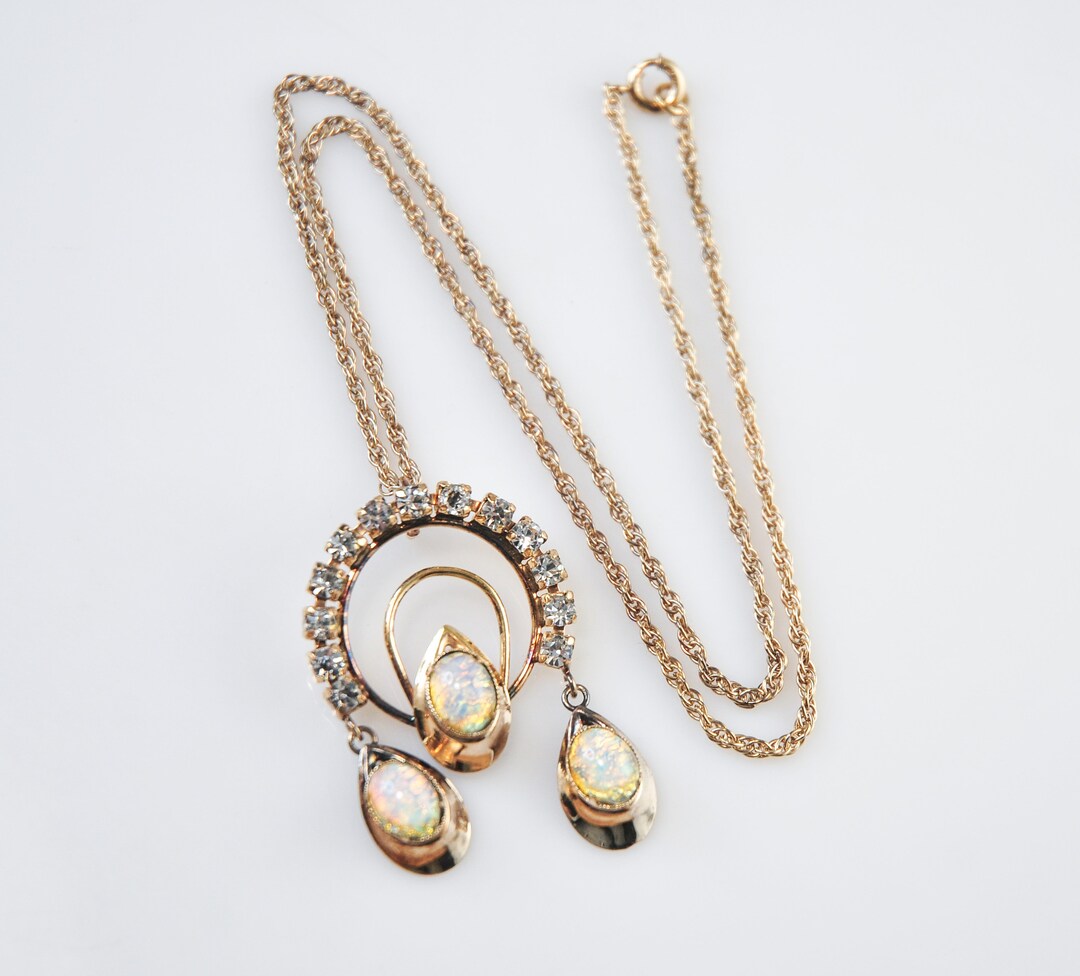 Vintage Bal-ron Gold Filled Pink Glass Rhinestone Necklace - Etsy