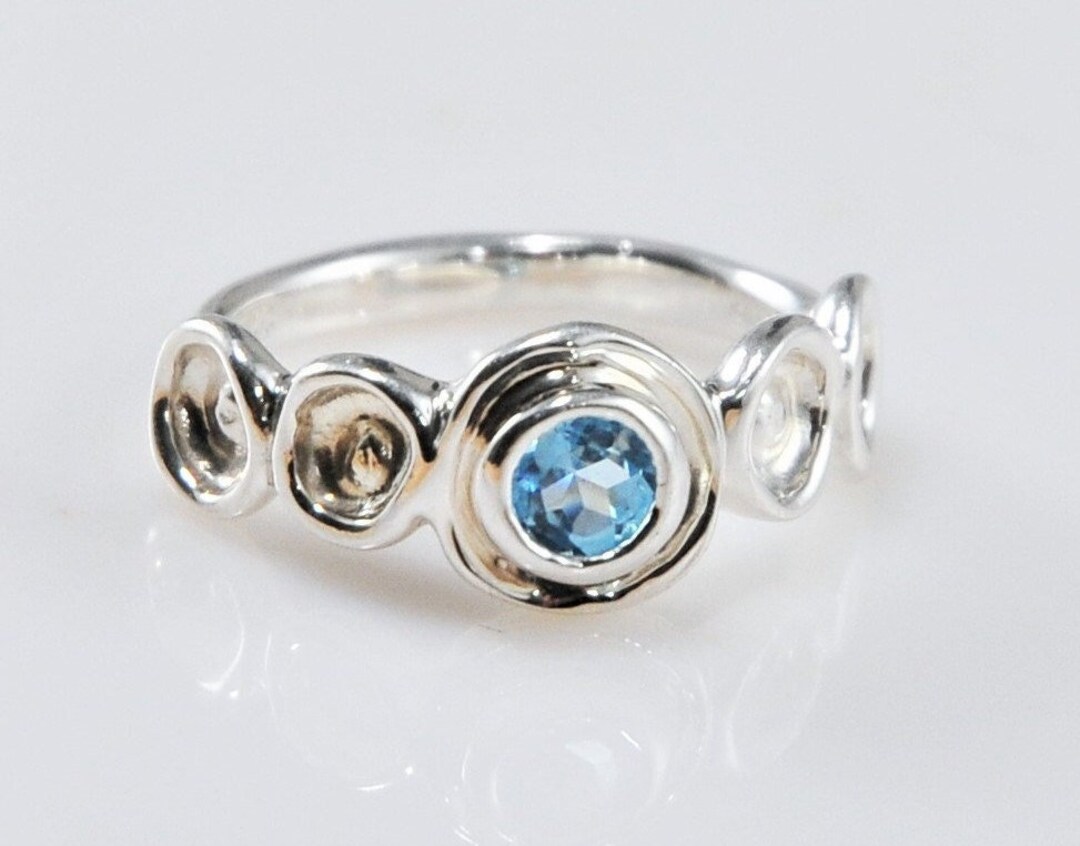 Hagit Gorali Sterling Silver Blue Topaz Ring Size 10 - Etsy Israel
