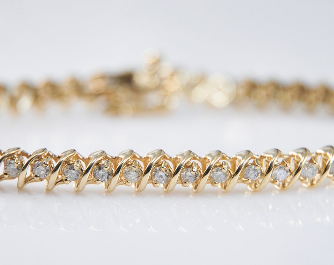 14K Gold 2ctw Diamond Tennis Bracelet - Etsy