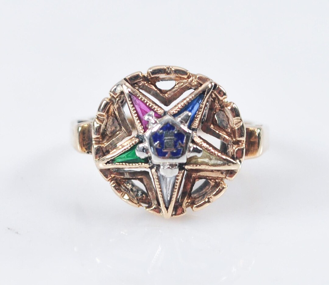 Vintage 10K Gold Eastern Star Ring - Etsy