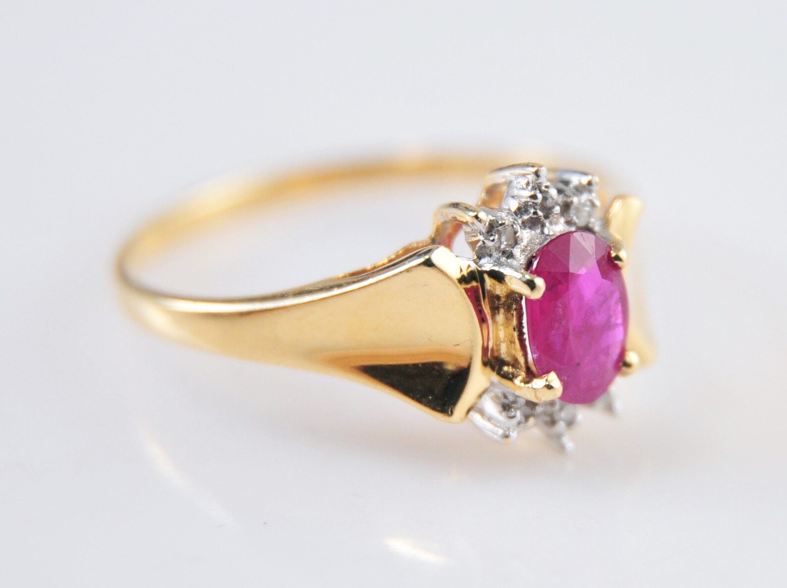 Vintage 10K Gold Ruby Diamond Ring Size 7 1/4 - Etsy