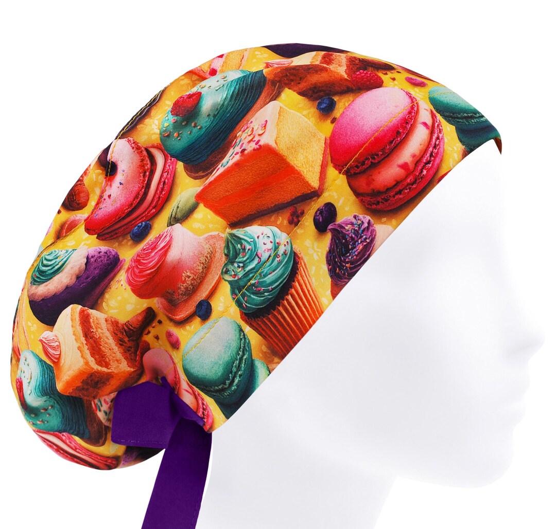 Macaron Surgical Cap, Surgeon Scrub Caps, Surgery Bonnet, Womens Baker ...