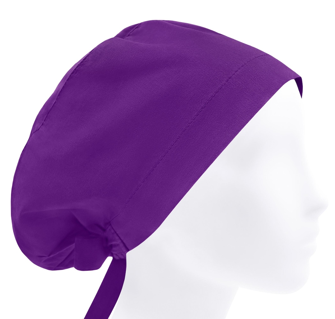 Nurse Doctor Surgical Surgeon Hat, Cotton Solid Purple Plum Euro Scrub ...