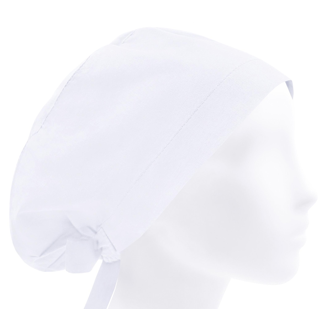 Scrub Cap for Women Solid Plain White, Cotton Nurse Doctor Euro ...