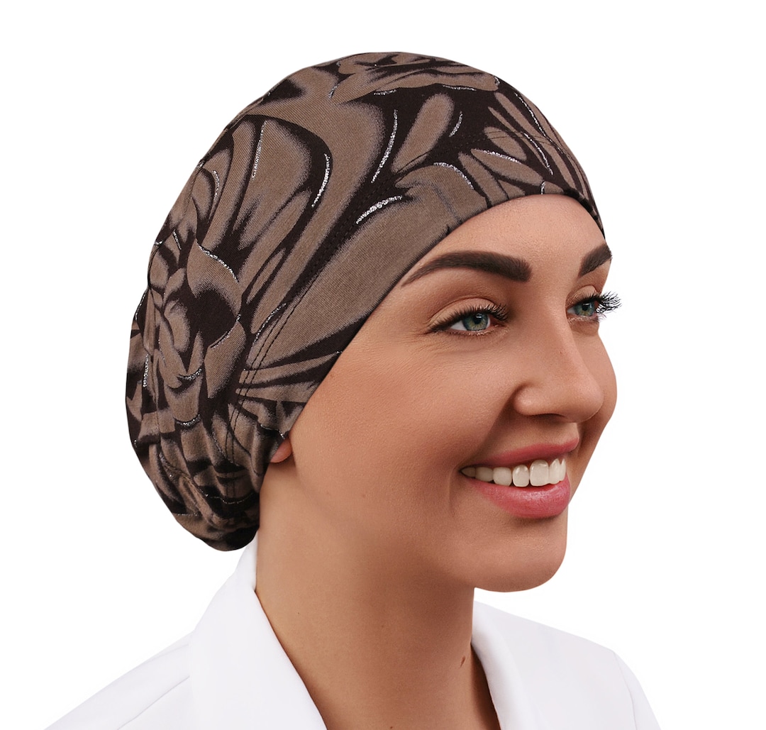 Floral Surgical Cap, Women's Scrub Cap, Soft Stretch Fabric, Scrub Hat ...