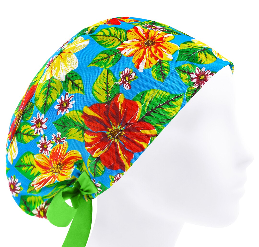 Surgical Scrub Cap, Surgery Caps, Scrub Hats, Hawaii Flower or Hat - Etsy