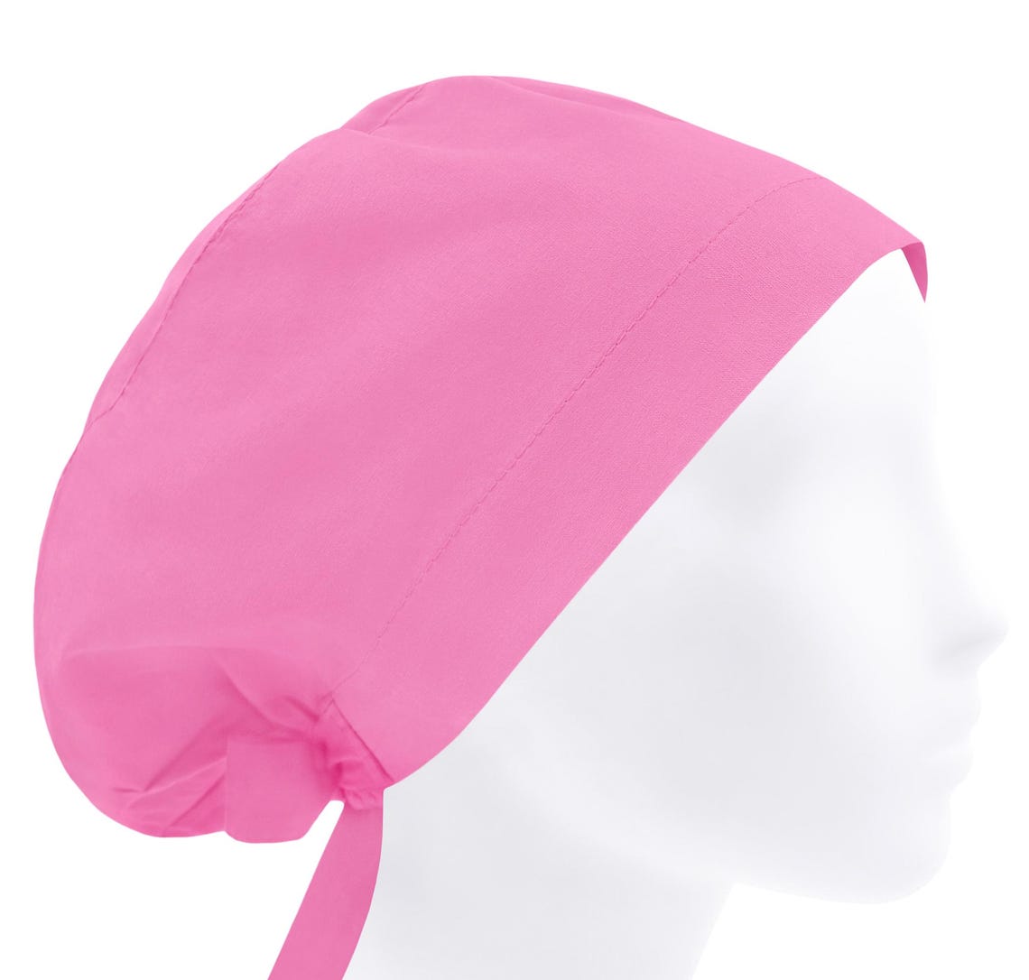 Adjustable Womens Surgery Scrub Cap, Cotton Solid Plain Pink Euro Nurse ...