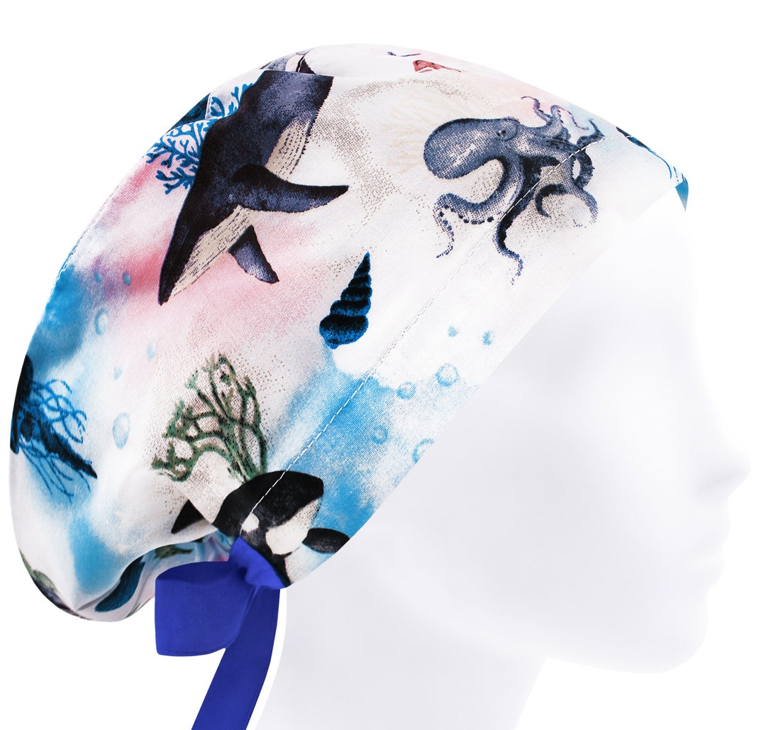 Surgical Cap Whale, Scrub Caps Octopus, Scrub Hats for Women, Nurse Cap ...
