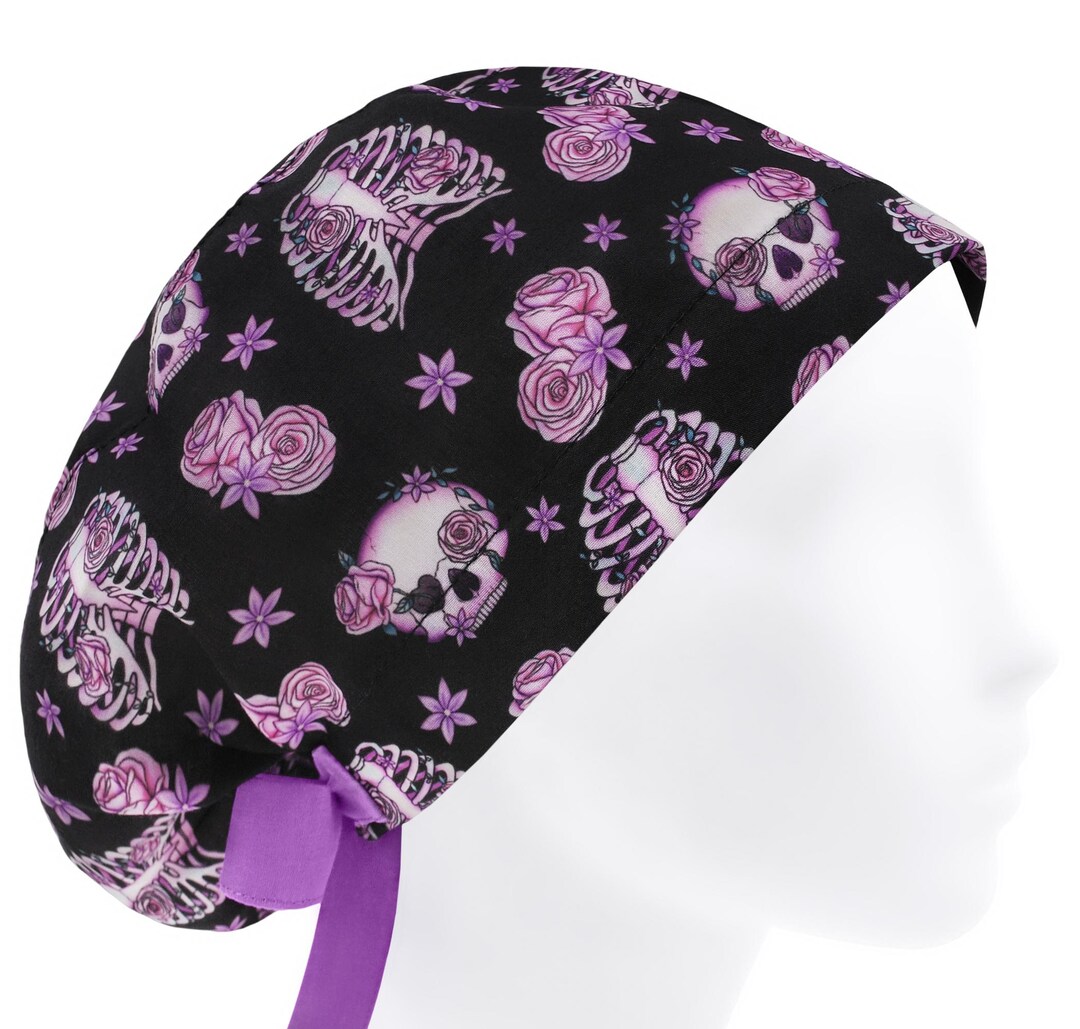 Surgical Scrub Cap for Women - Skeleton Bones Scrub Hat - European ...
