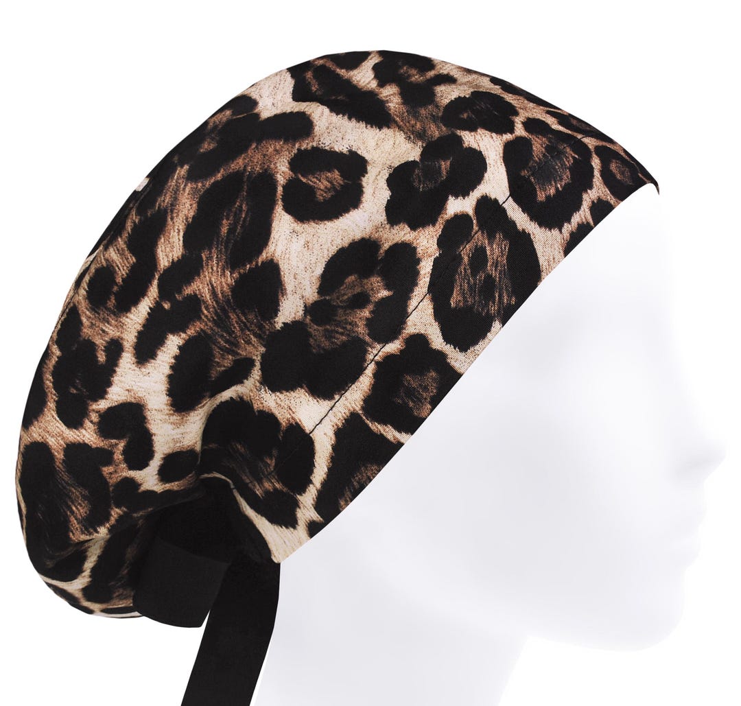 Cheetah Surgical Cap, Animal Scrub Caps, Scrub Hats Women, Euro Scrub ...