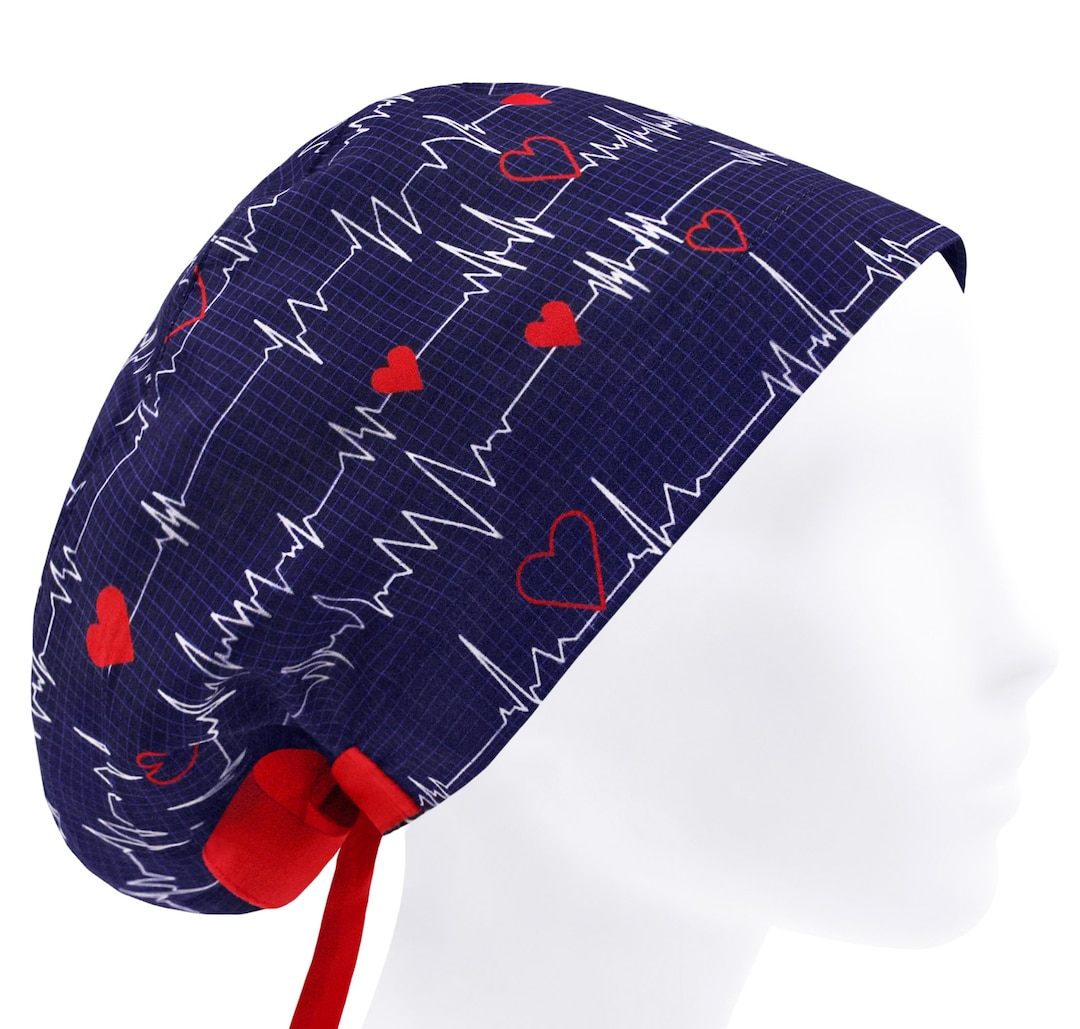 Ekg Scrub Cap Surgical Caps Women Cardiology Nurse Cap - Etsy