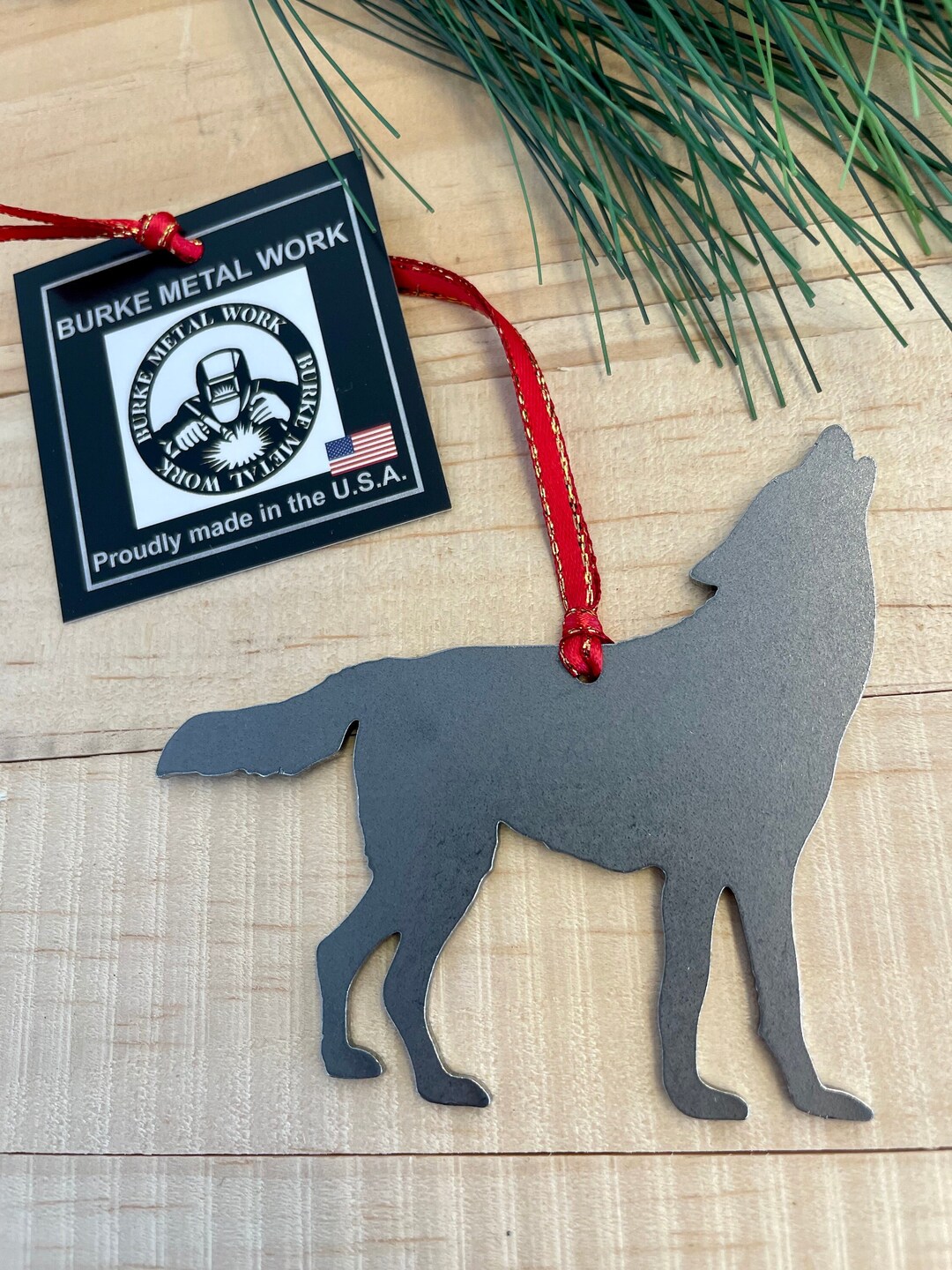 Wolf Christmas Ornament, Grey Wolf, Personalized Gifts, Rustic Metal ...