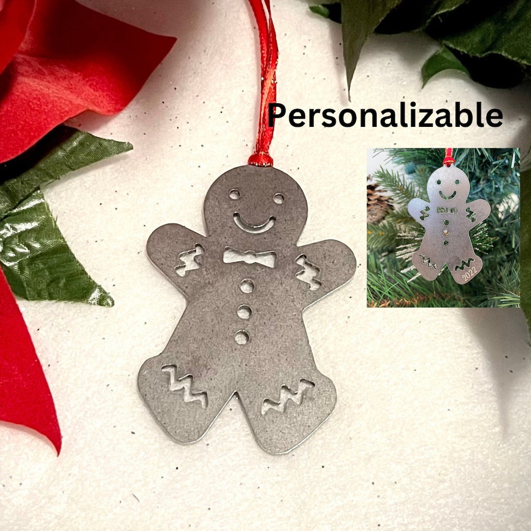 Gingerbread Man Ornament, Personalized Gift, Metal Christmas Ornament ...