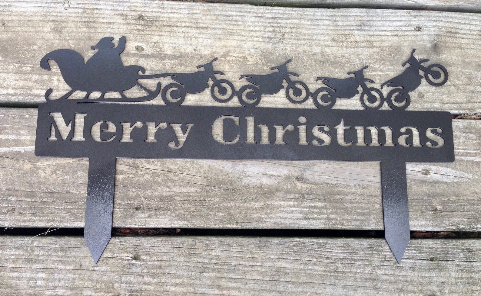 Santa's Dirt Bike Christmas, Outdoor Holiday Decoration, Yard Art - Etsy