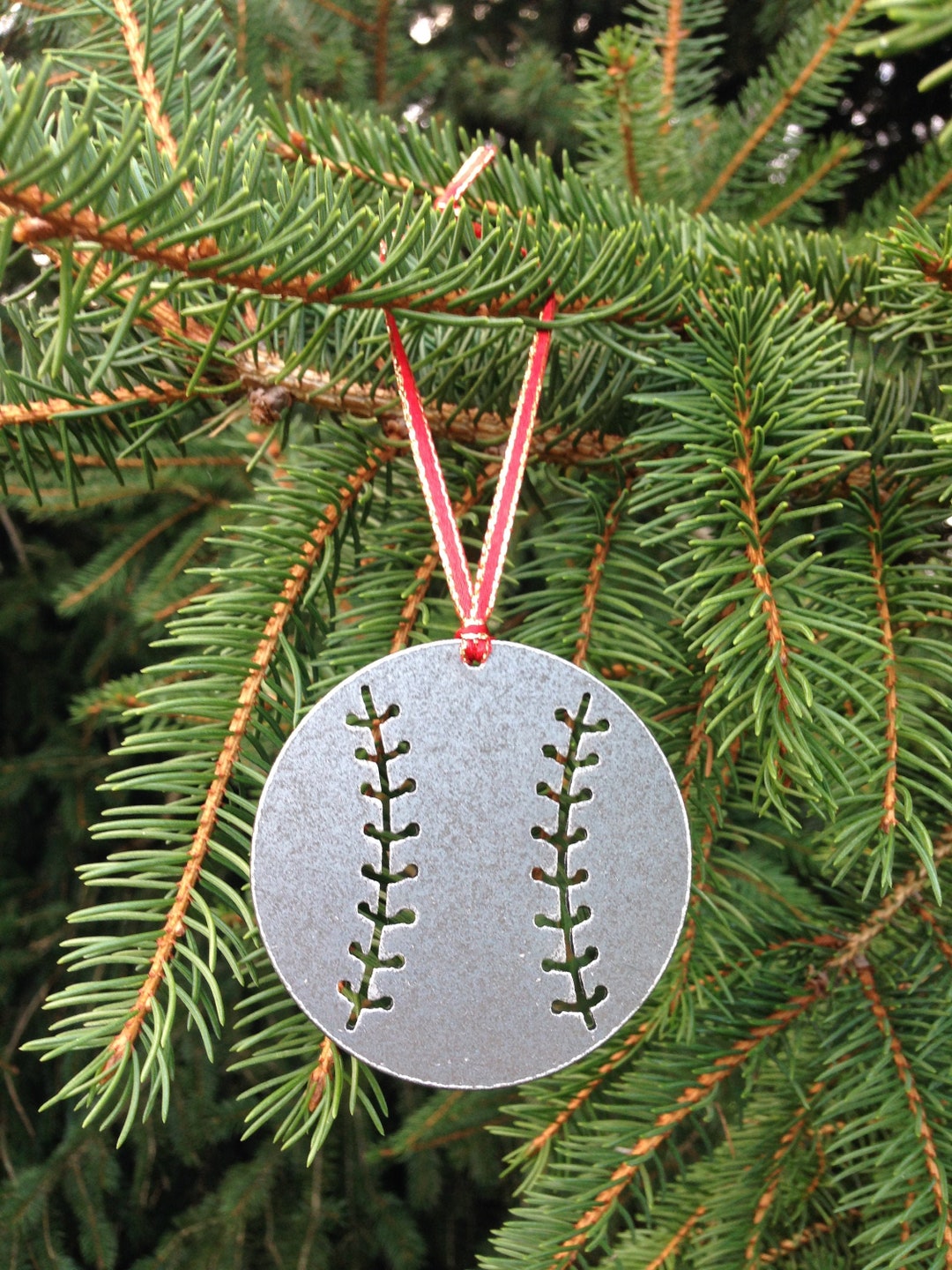 Personalized Baseball Ornament, Rustic Metal Sports Decor - Etsy
