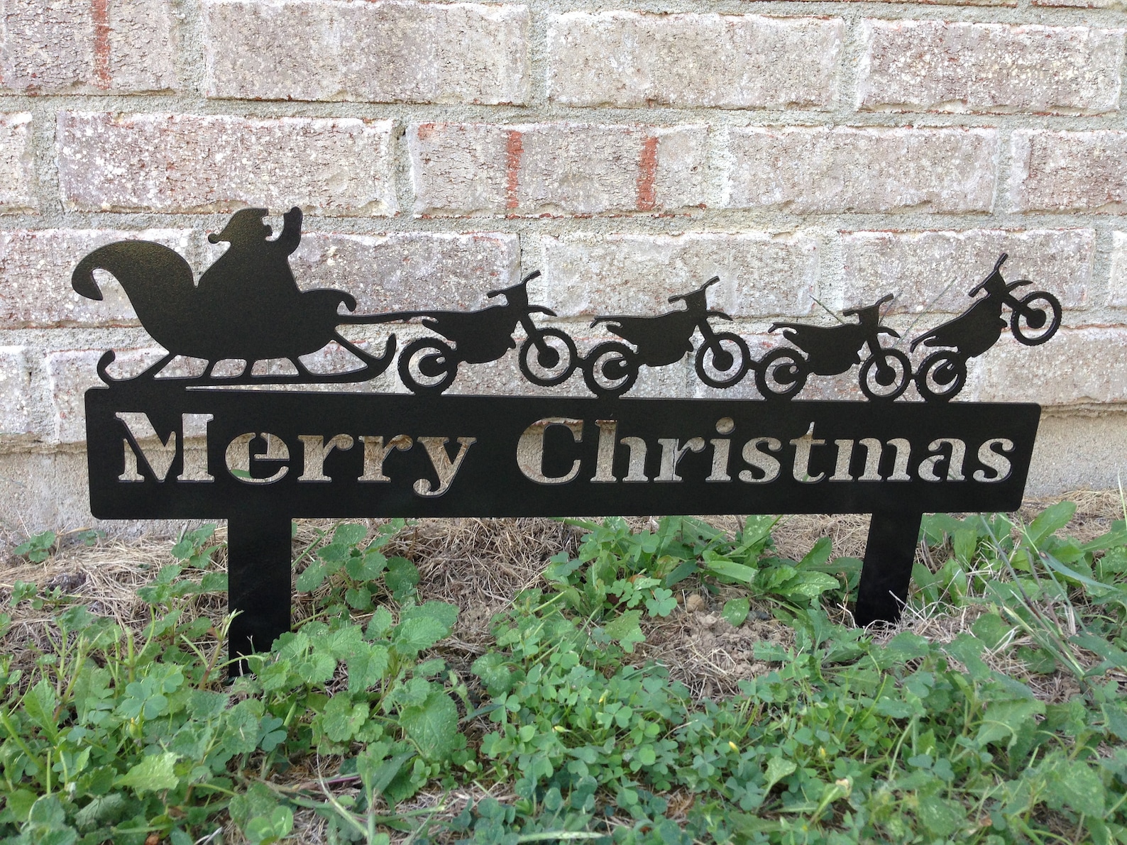 Santa's Dirt Bike Christmas, Outdoor Holiday Decoration, Yard Art - Etsy