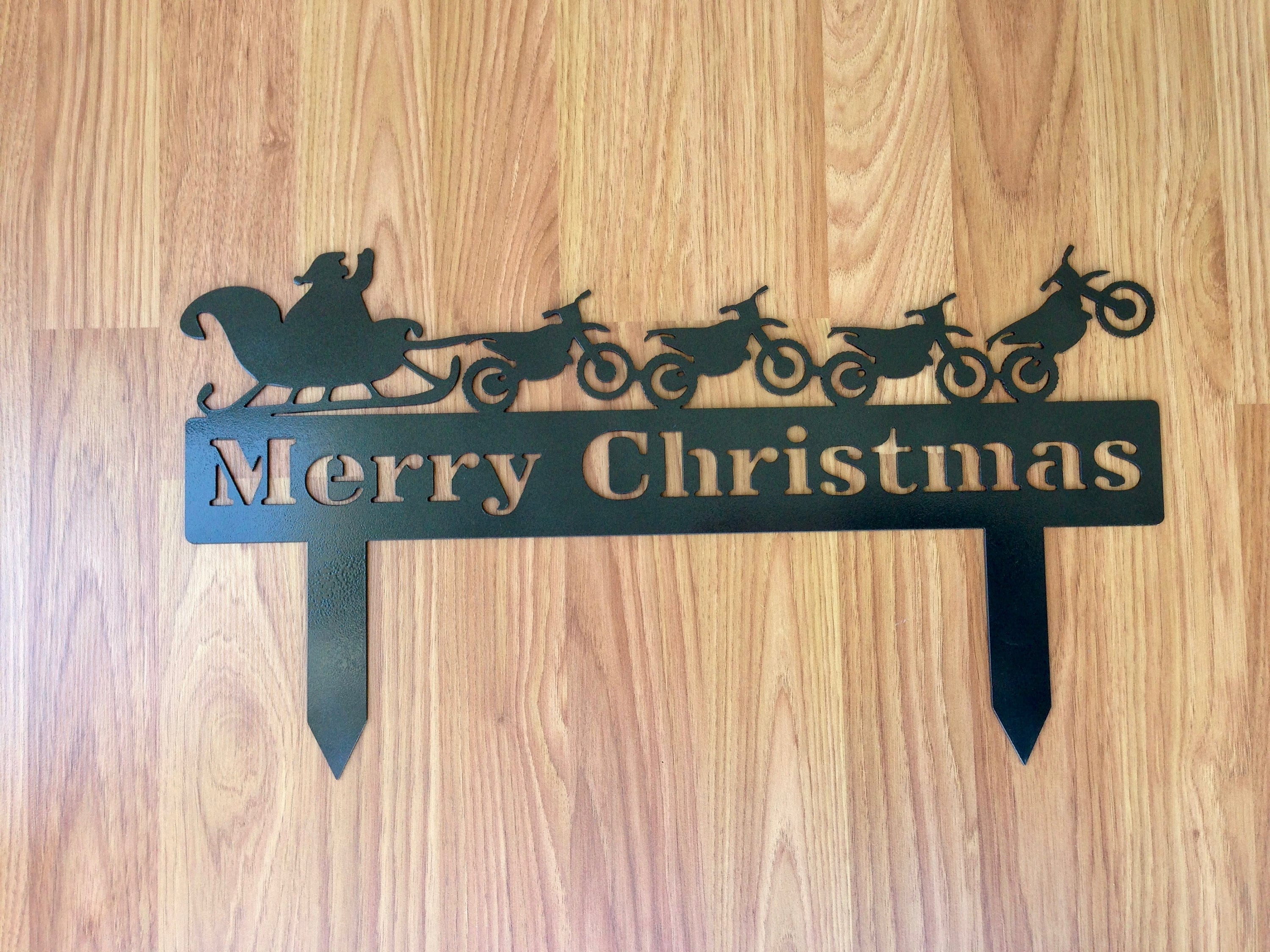 Santa's Dirt Bike Christmas, Outdoor Holiday Decoration, Yard Art - Etsy