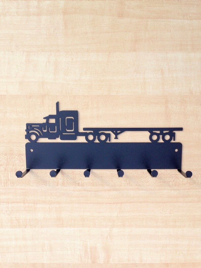 Semi Truck 18 Wheeler With Flat Bed Trailer Key Holder | Etsy