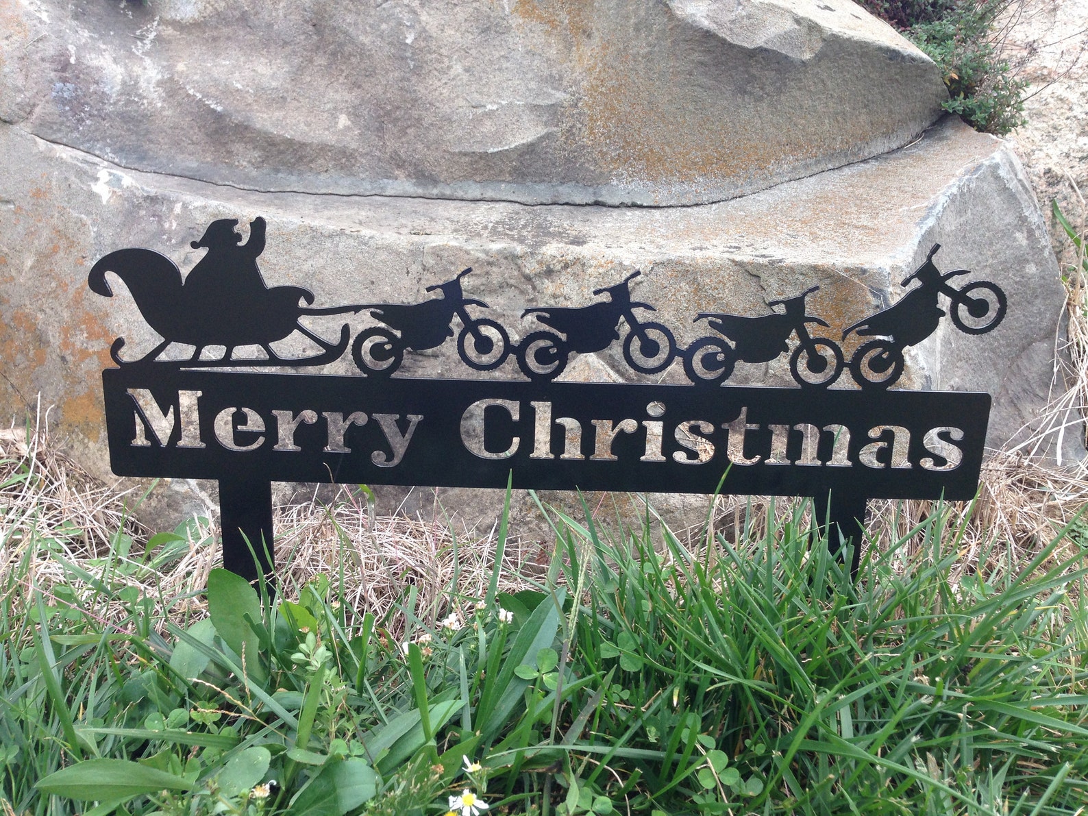 Santa's Dirt Bike Christmas, Outdoor Holiday Decoration, Yard Art - Etsy