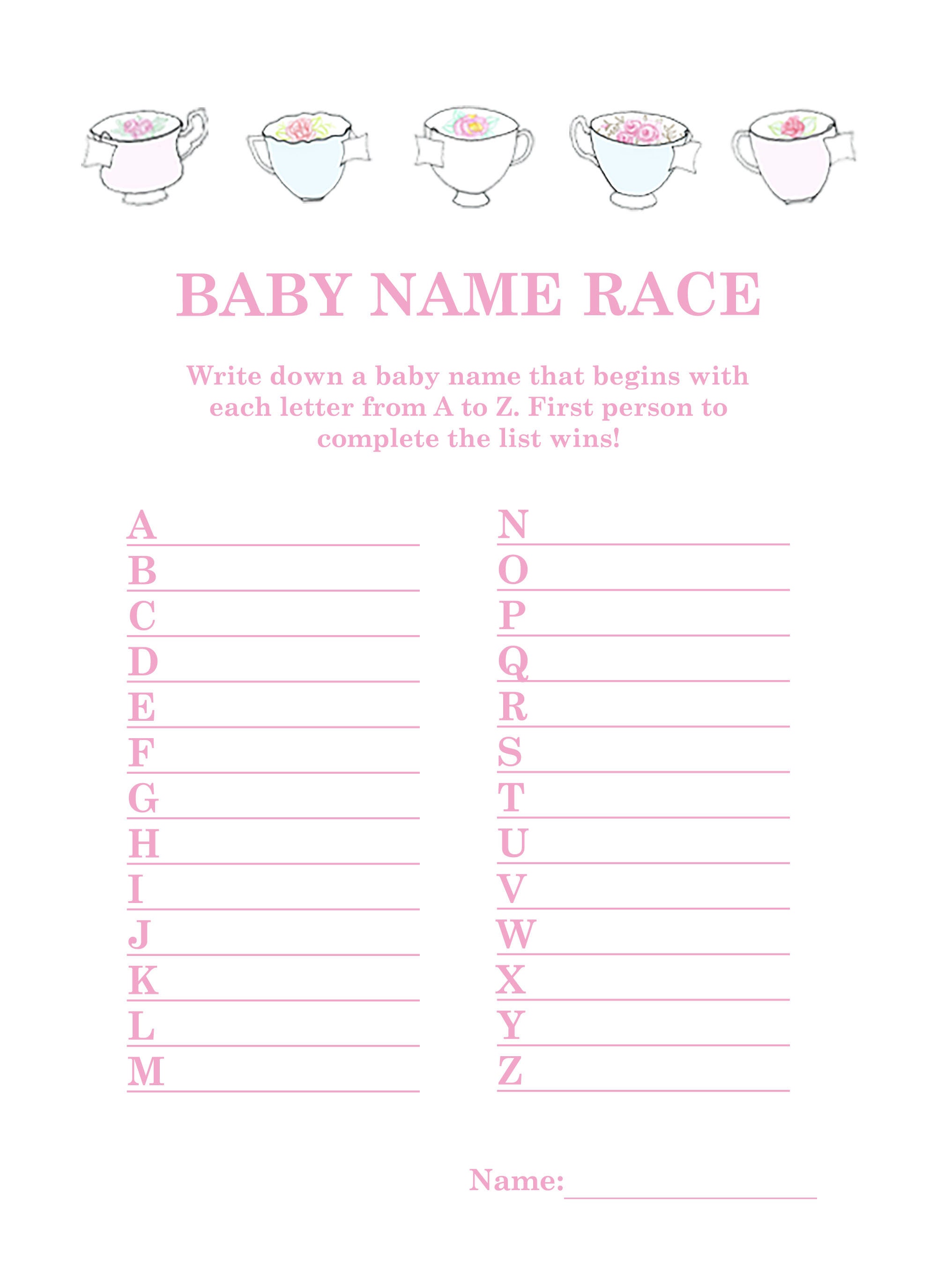 Baby Shower Game Bundle, Guess Mommy's Age, Baby Babble, Baby Name Race ...