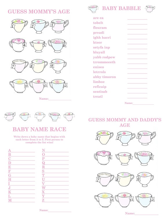 Baby Shower Game Bundle Guess Mommy's Age Baby Babble - Etsy