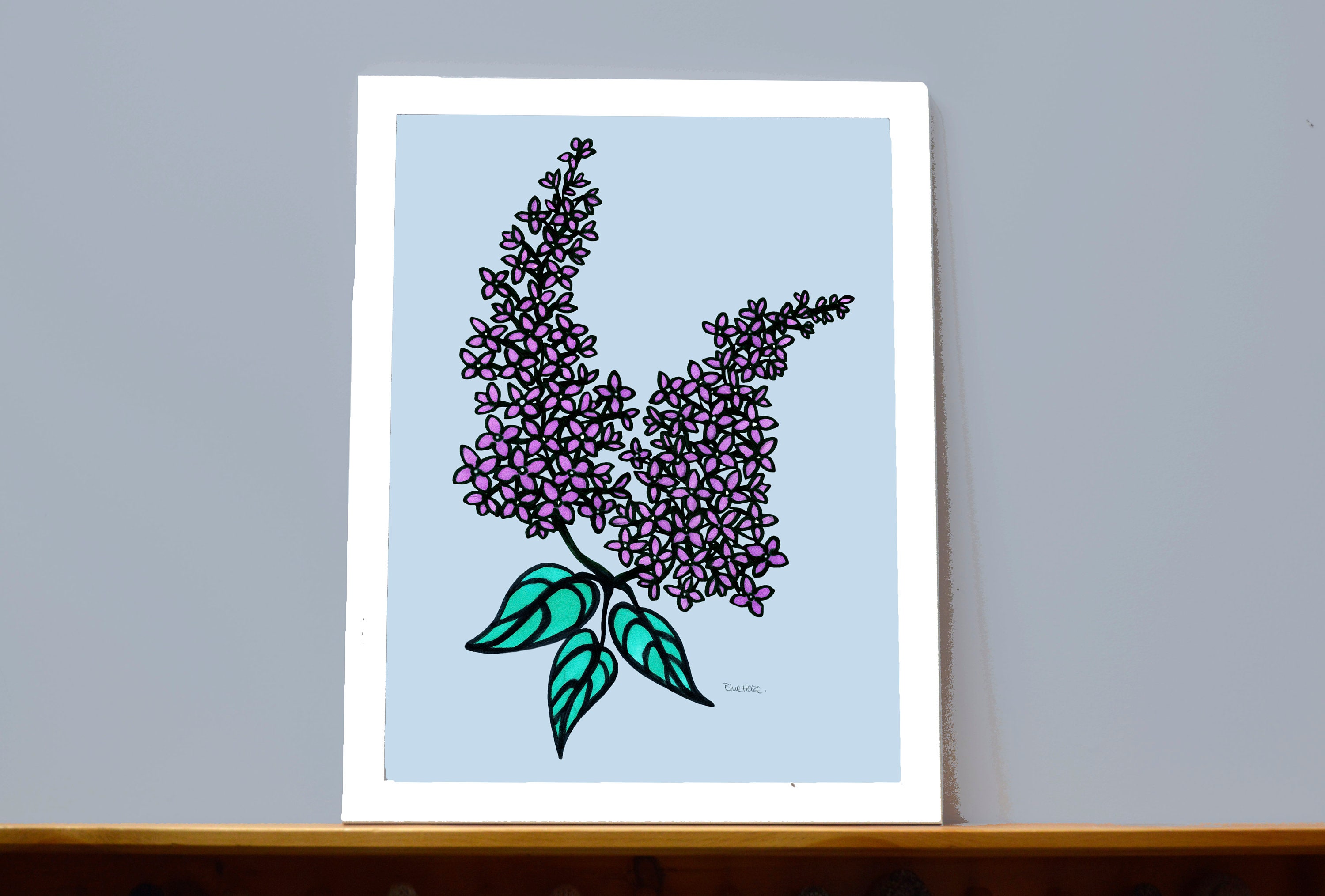 Lilac Blue Drawing/mixed Media Art Print | 16x20inches Instant Download ...