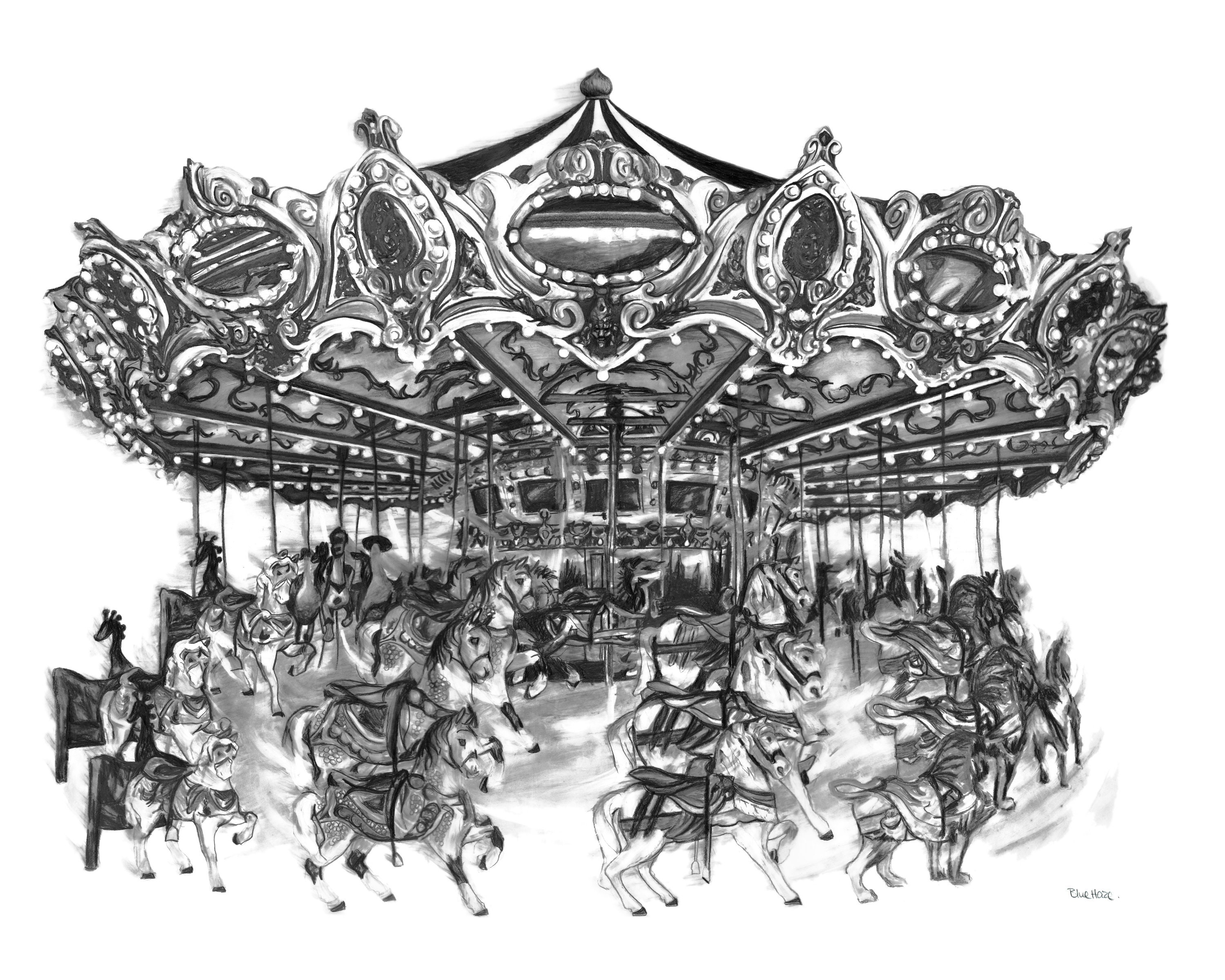 Vintage Carousel Drawing