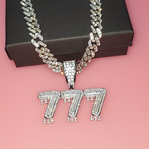 CUSTOM Numbers/letters Pendant Necklace, Icy Dripping Numbers Pendant ...