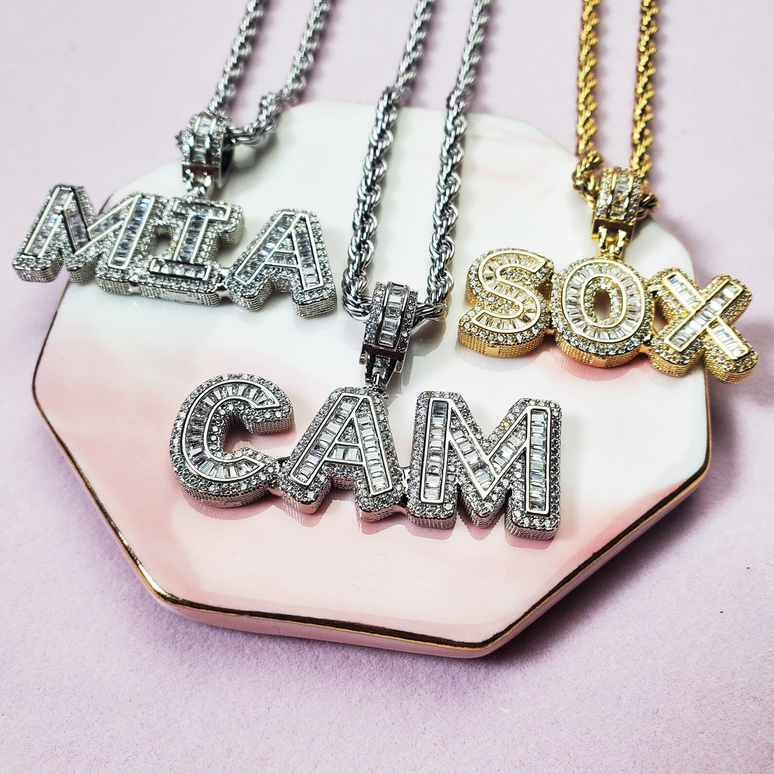 CUSTOM Your Name Letters Pendant With Stainless Steel Rope - Etsy