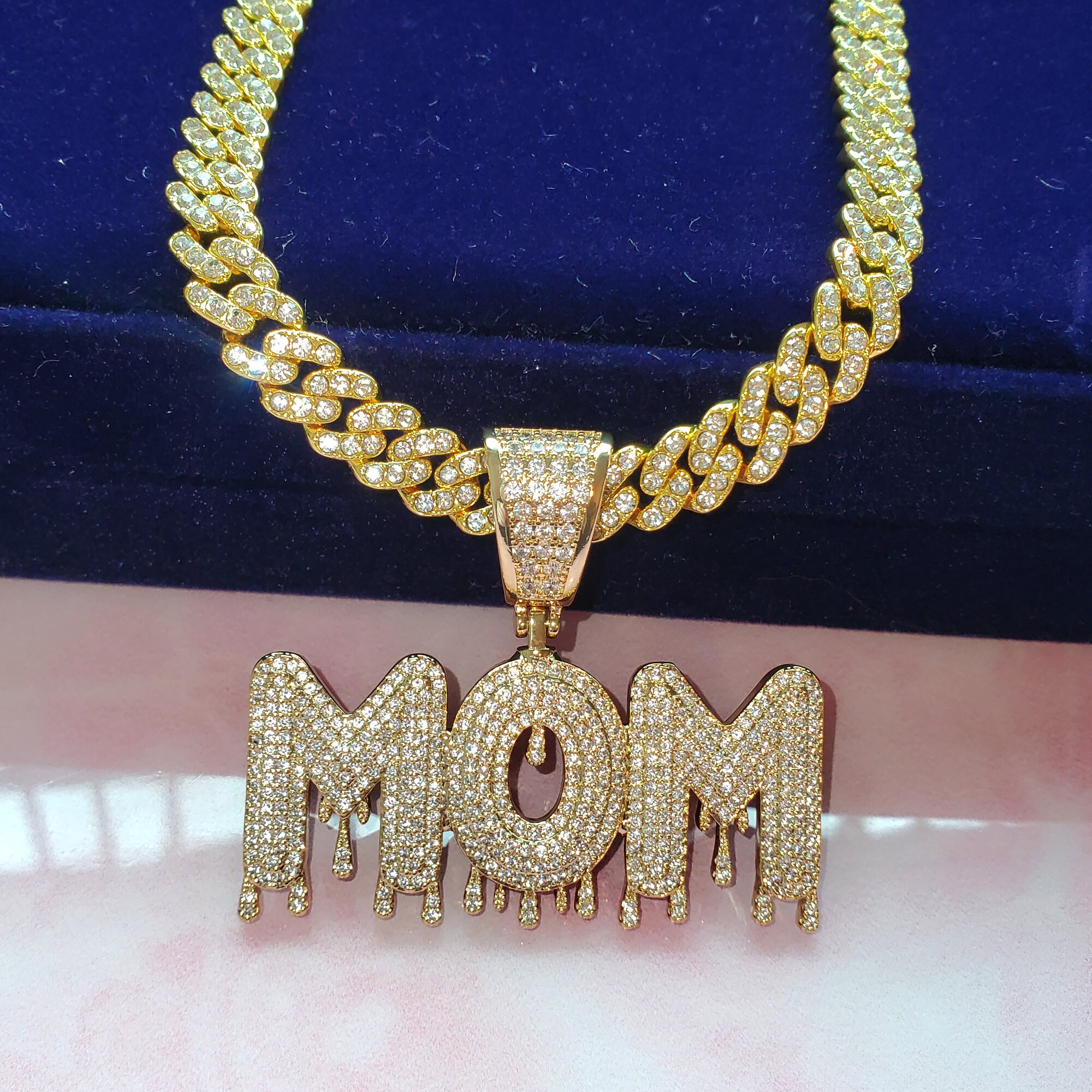 CUSTOM Word/letters Pendant Necklace Icy Dripping Numbers - Etsy