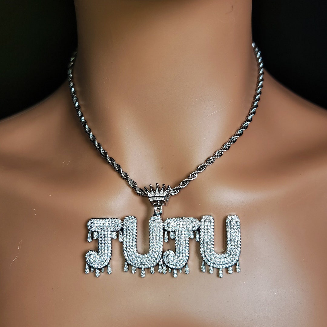 Bling-blign Icy Drip Custom Letters Necklace Pendant, Custom Name ...