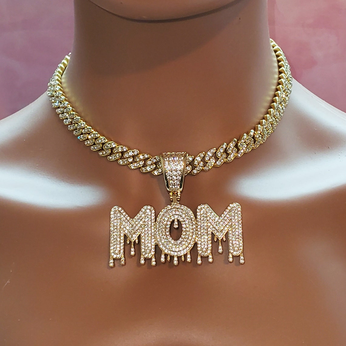 CUSTOM Word/letters Pendant Necklace, Icy Dripping Numbers Pendant With ...