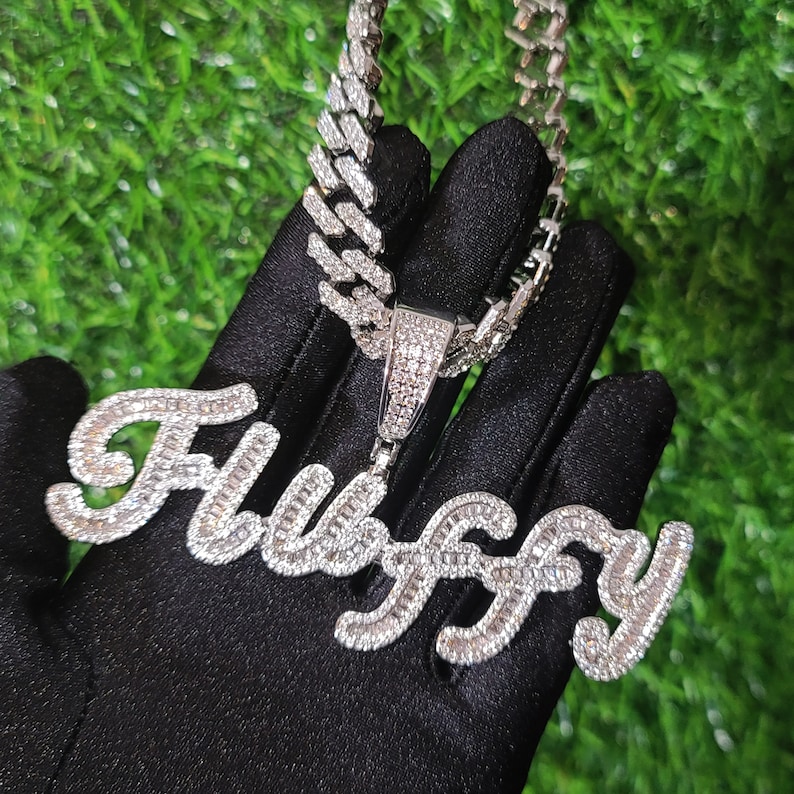 Custom Script Font Name Necklace Bling-bling Custom Name - Etsy