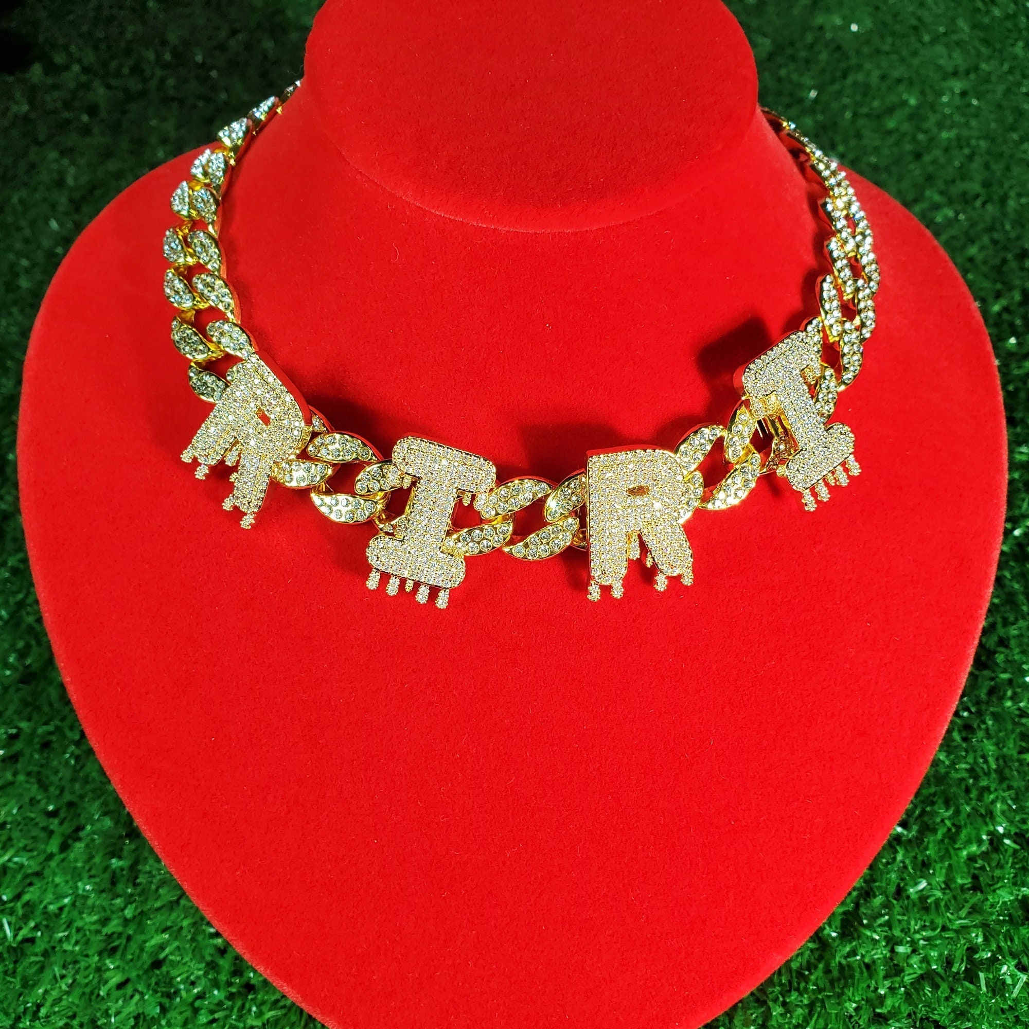 Icy Dripping Letter Charms Name Chain Personalized Name on - Etsy