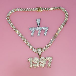 CUSTOM Numbers/letters Pendant Necklace, Icy Dripping Numbers Pendant ...
